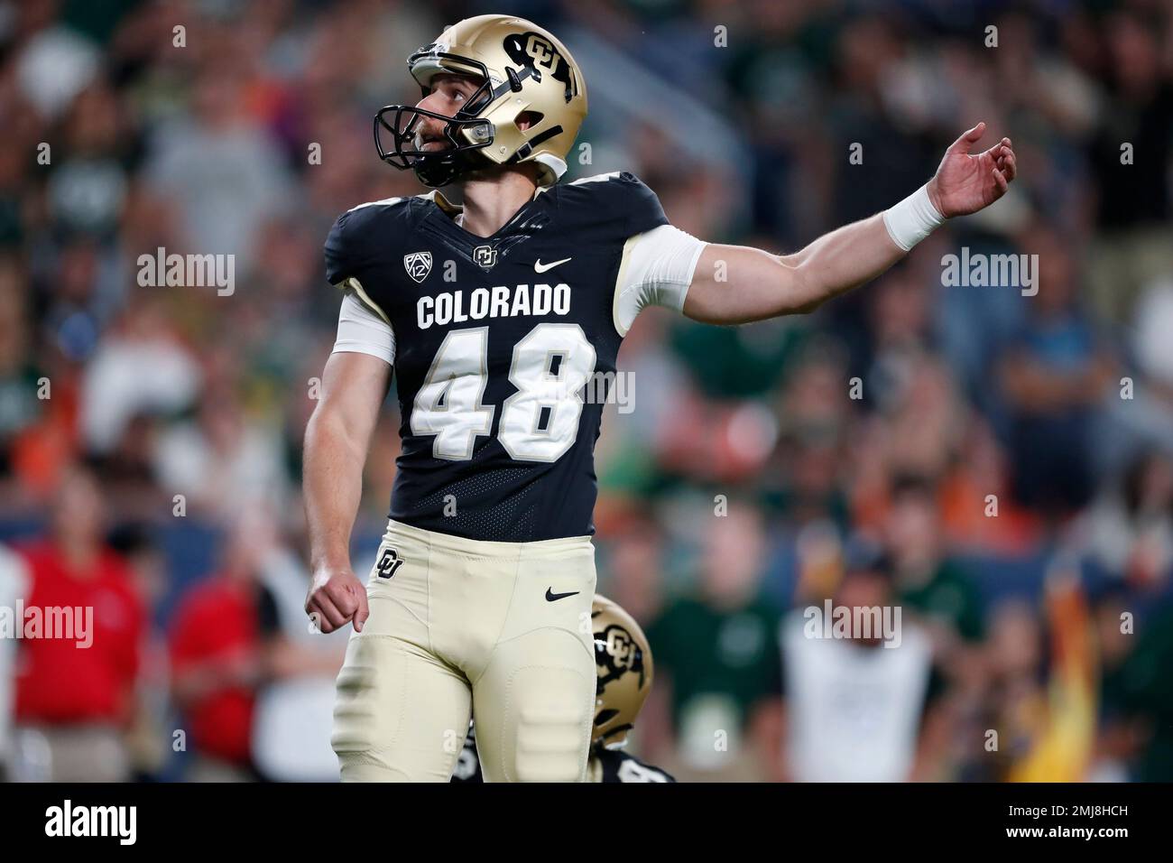 Colorado Buffaloes place kicker James Stefanou (48) in the second ...