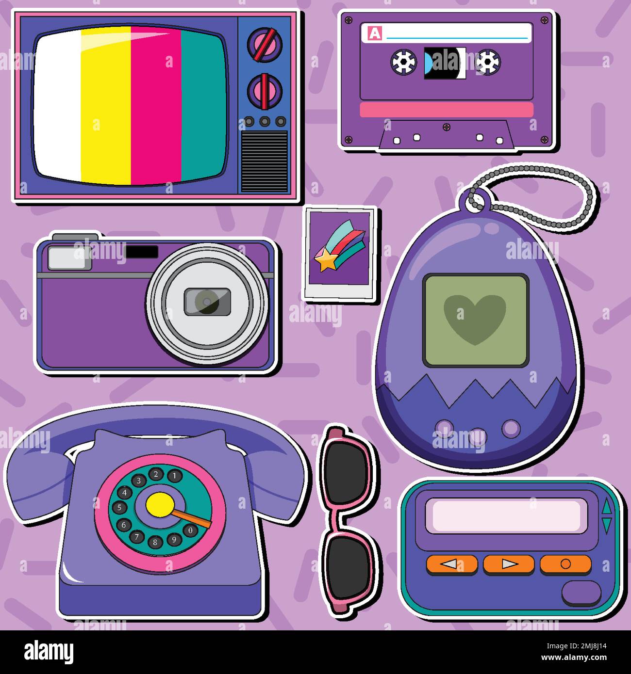 Retro objects and elements set illustration Stock Vector Image & Art ...