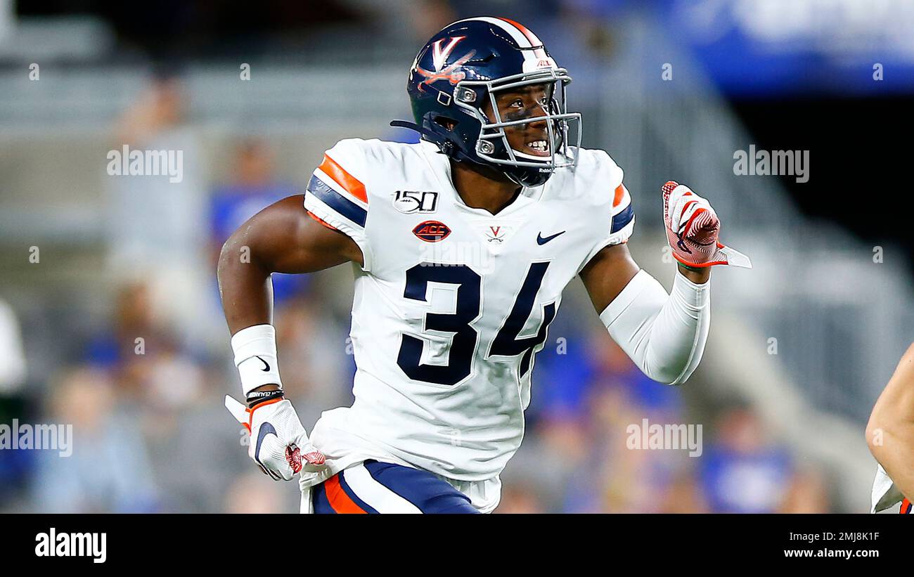 Bryce Hall #34 of the Virginia Cavaliers in action against the ...