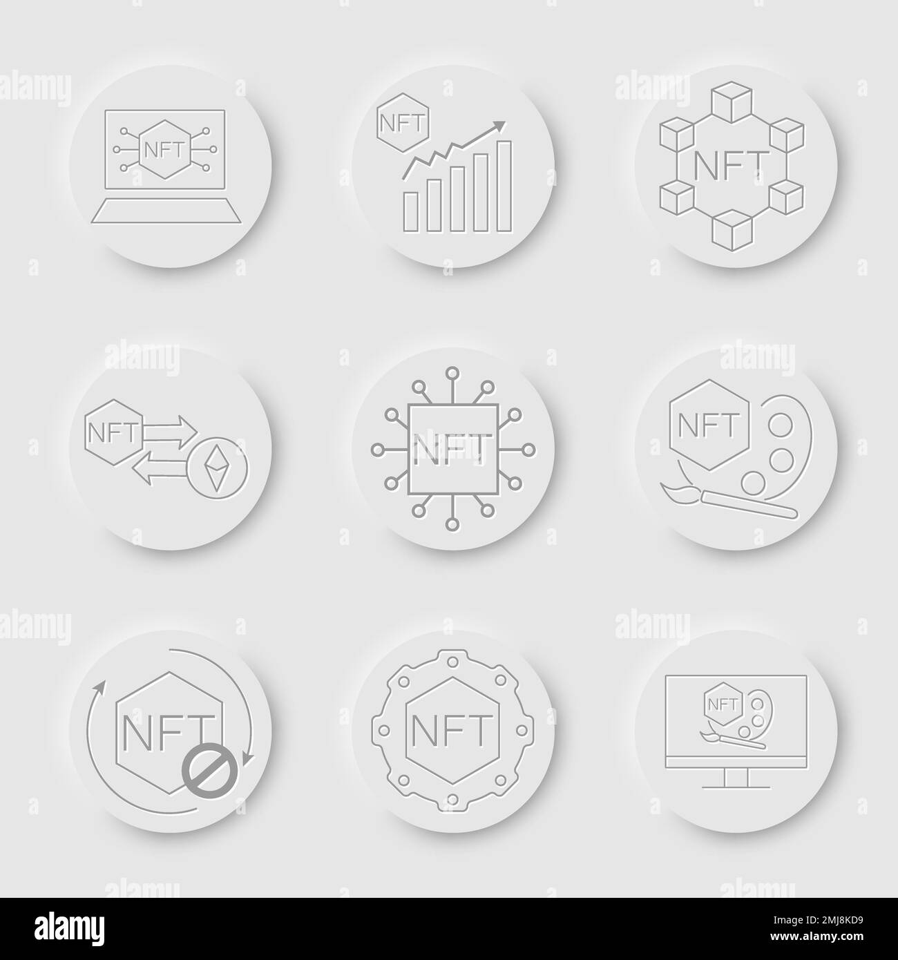 NFT technology line icon set. Crypto Icon or Logo Symbol vector illustration Stock Vector Image ...