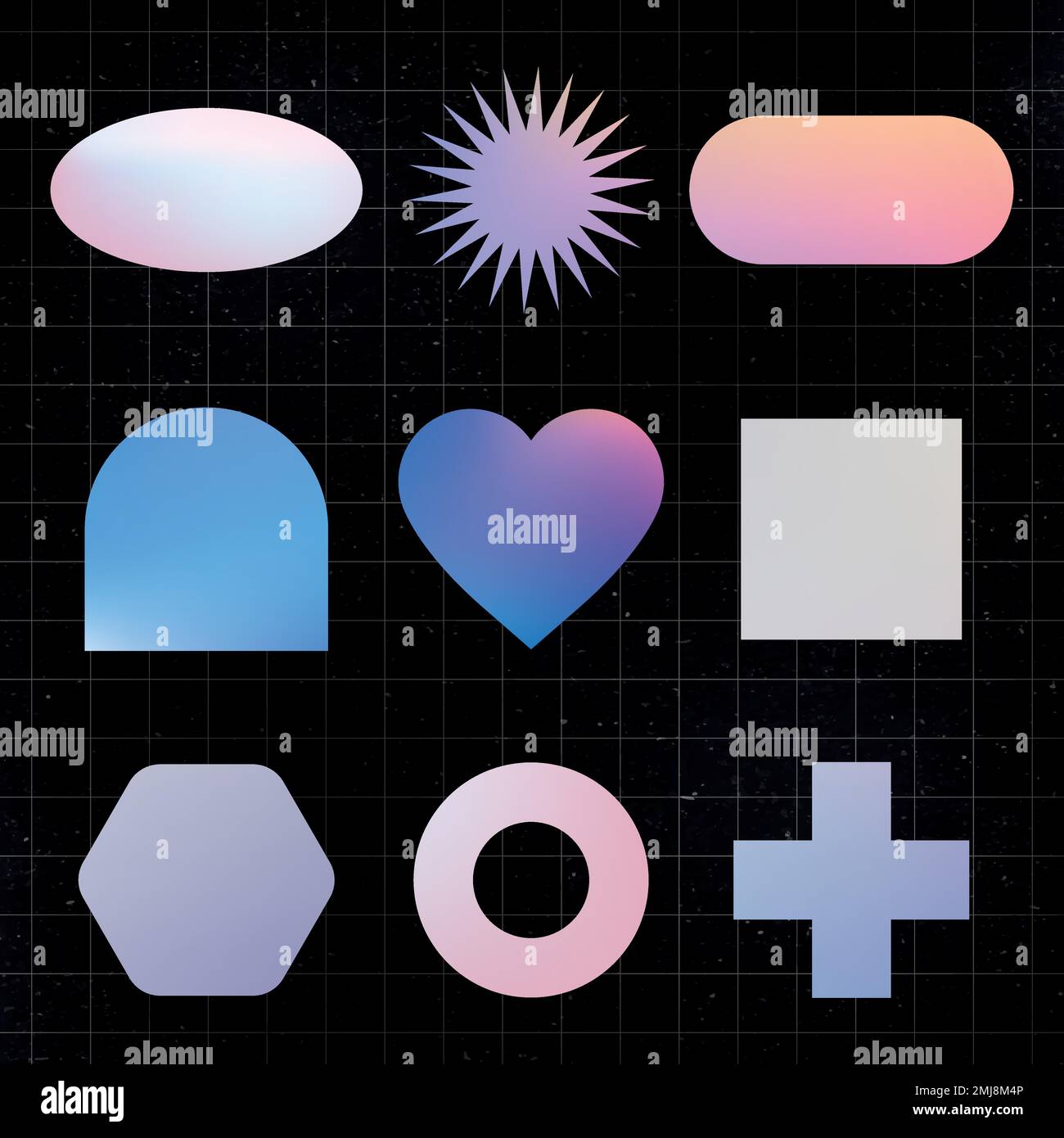 Geometric shape sticker, holographic pastel color flat clipart set ...