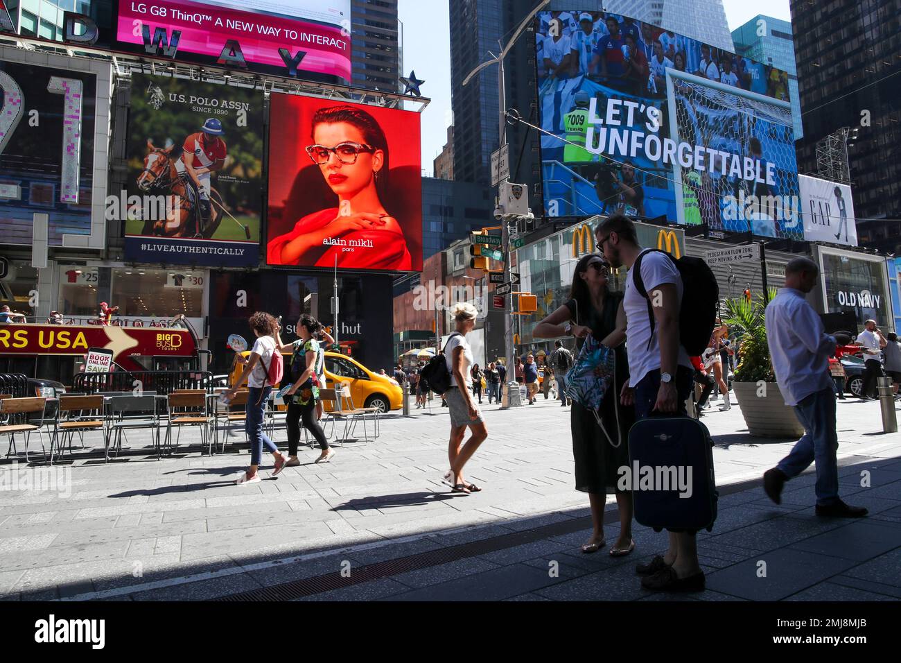 An electronic billboard displays an advertisement for the FIFA World ...