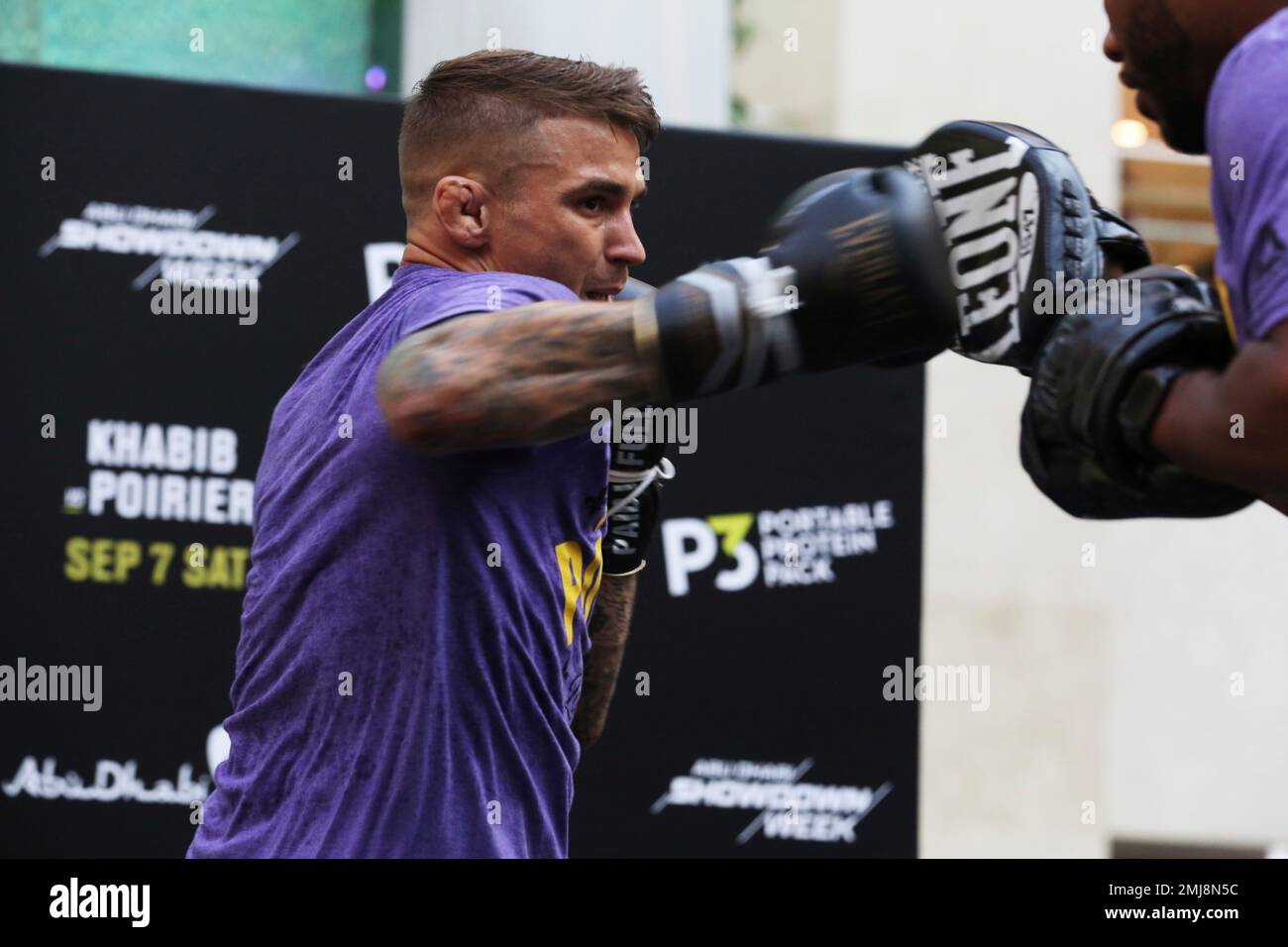 UFC fighter Dustin Poirier of Lafayette, Louisiana, spars with a ...