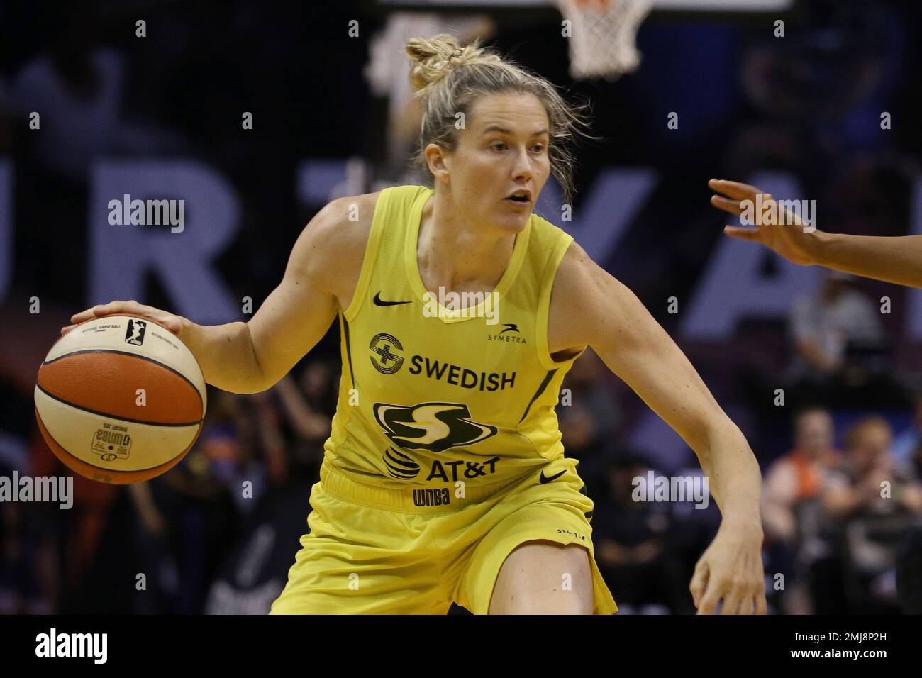 Seattle Storm guard Sami Whitcomb dribbles the ball against the Phoenix ...