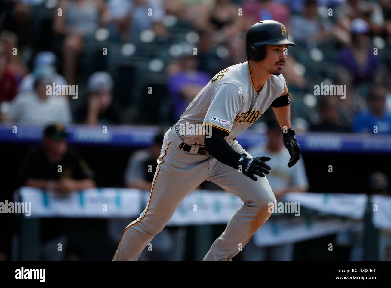 Pittsburgh Pirates left fielder Bryan Reynolds (10) in the ninth inning ...