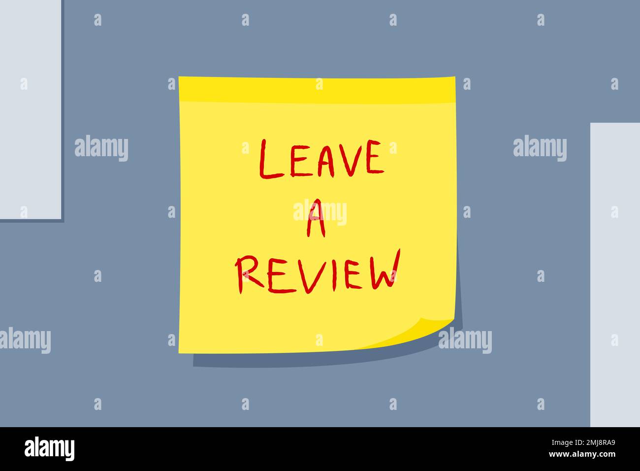 Review the product. Product review and feedback concept. Yellow sticky ...