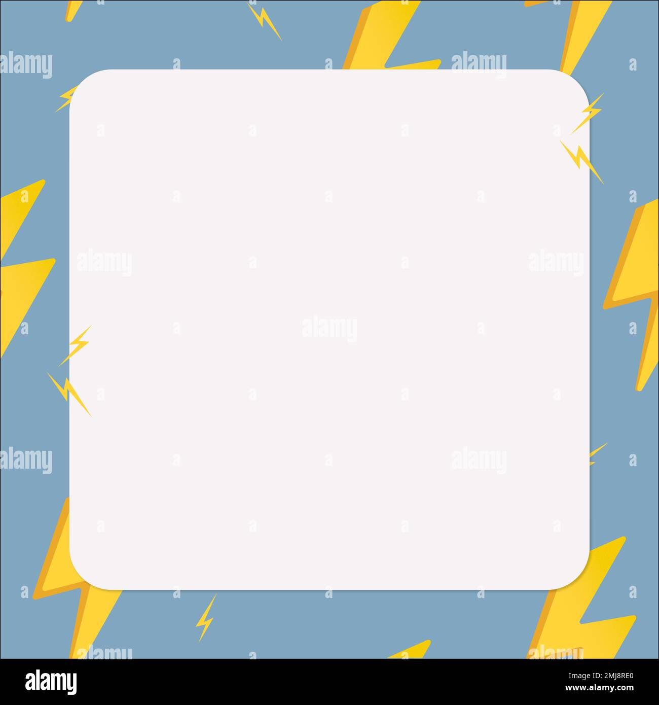 Blue square frame, cute lightning bolt pattern weather vector clipart ...
