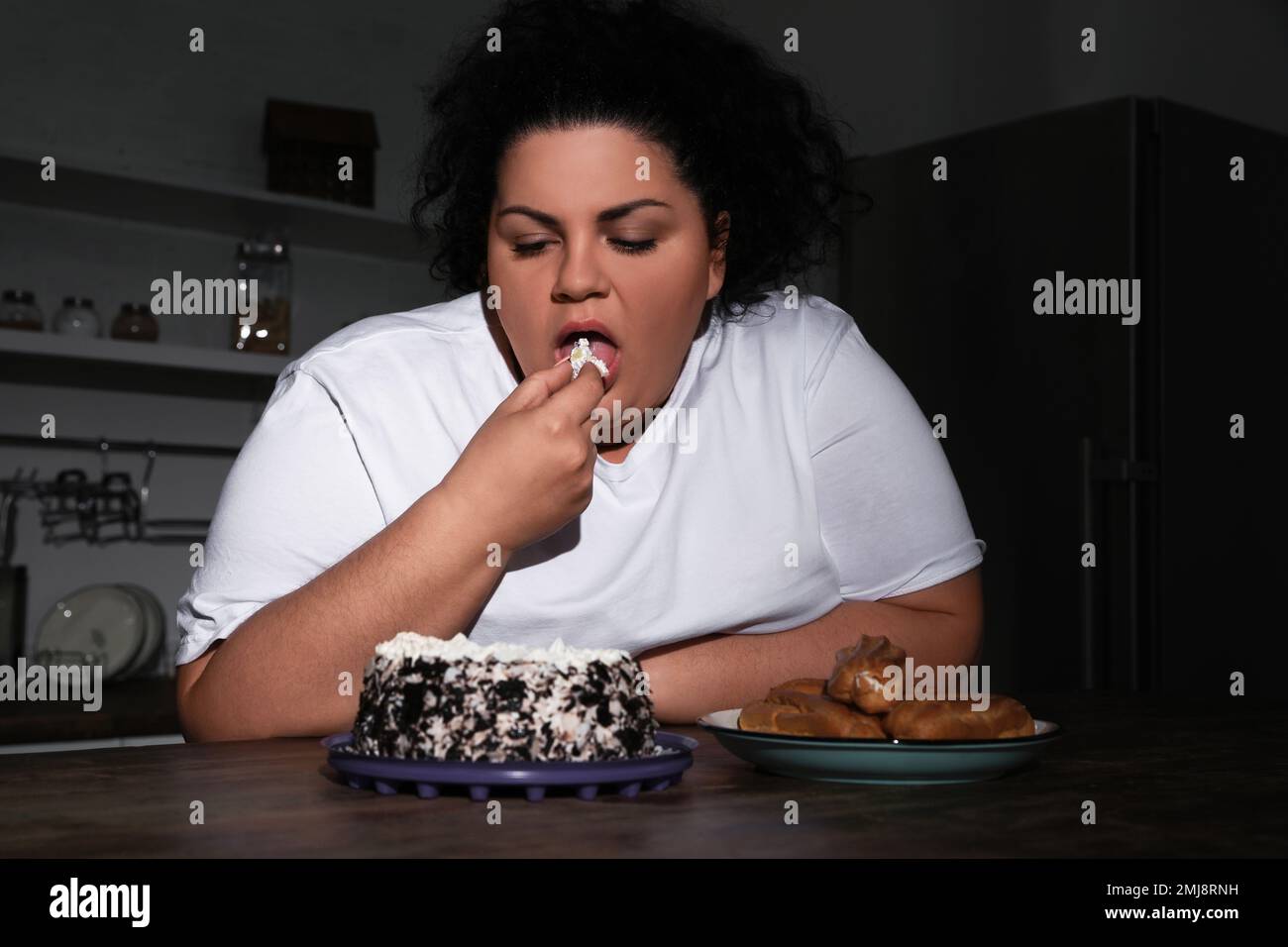 Fat Lady Eating Cake Woman Eating Cake Ill Hi Res Stock Photography