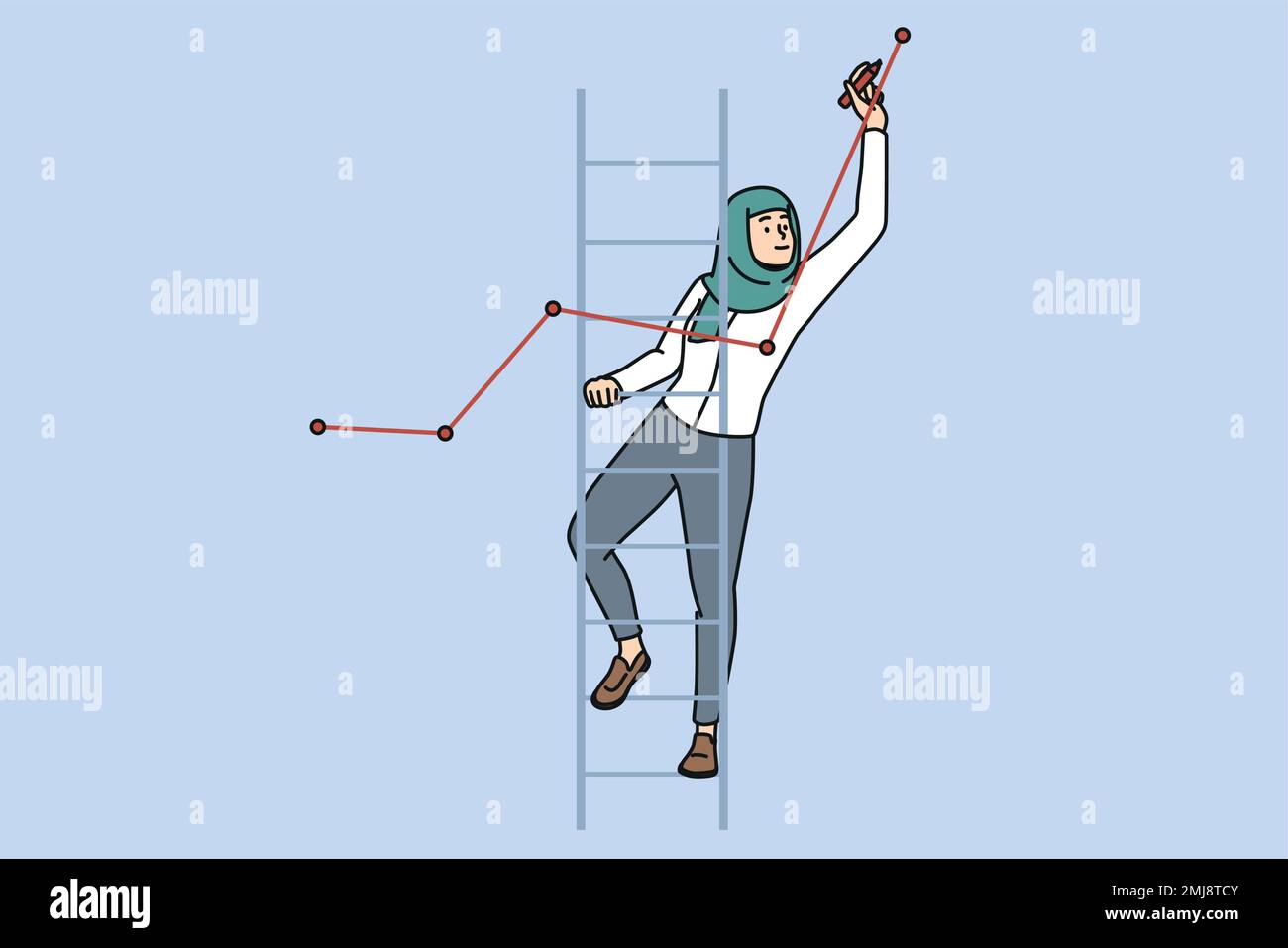 Woman standing on ladder paint Stock Vector Images - Alamy