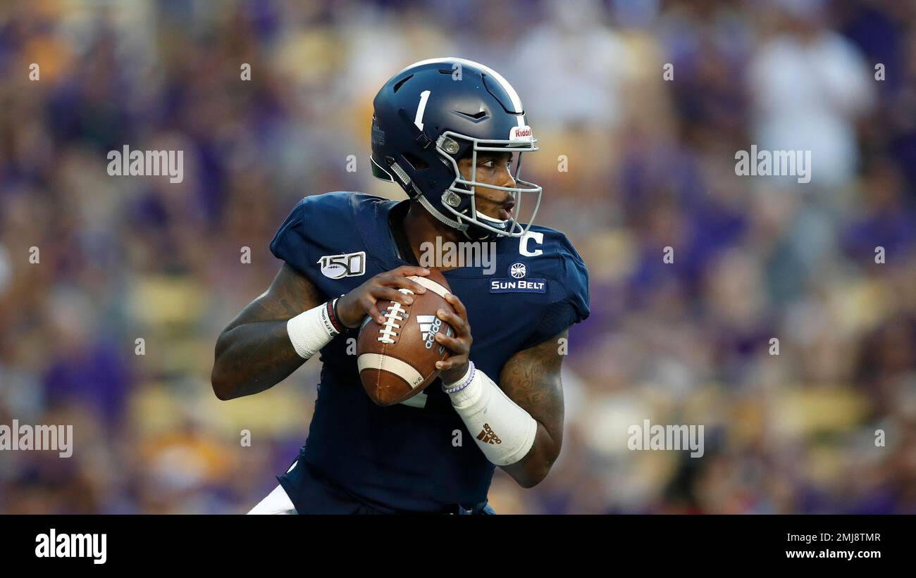 Georgia Southern quarterback Shai Werts (1) looks to pass during an ...