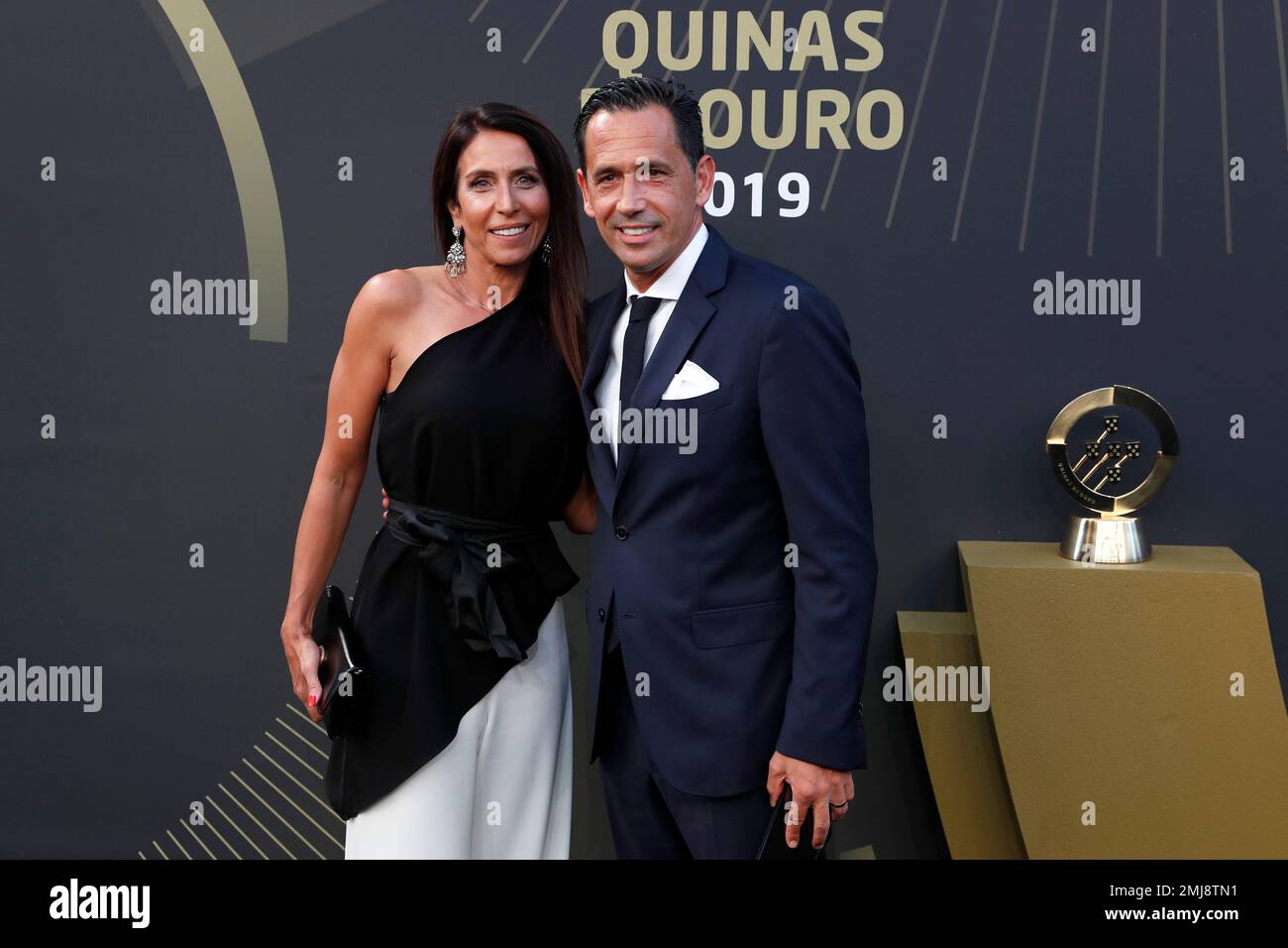 Portuguese League president Pedro Proenca and his wife Carla Rufino ...