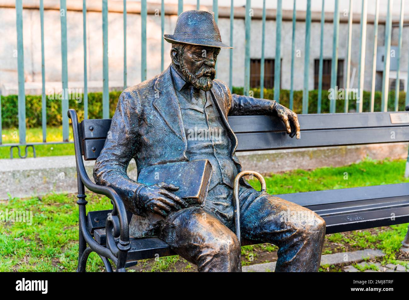 Statue of Bulgarian writer and poet Pencho Slaveykov in the gardens of ...