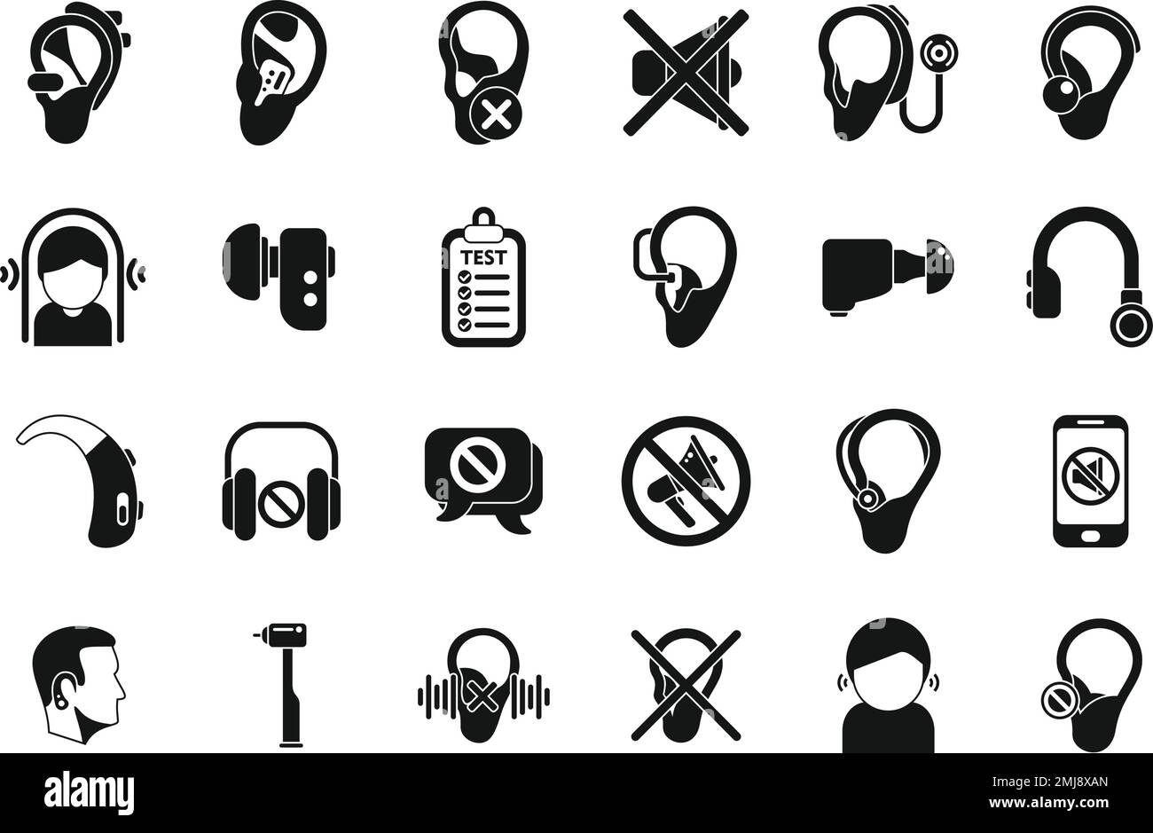 Deafness icons set simple vector. Hearing aid. Child loss audible Stock ...