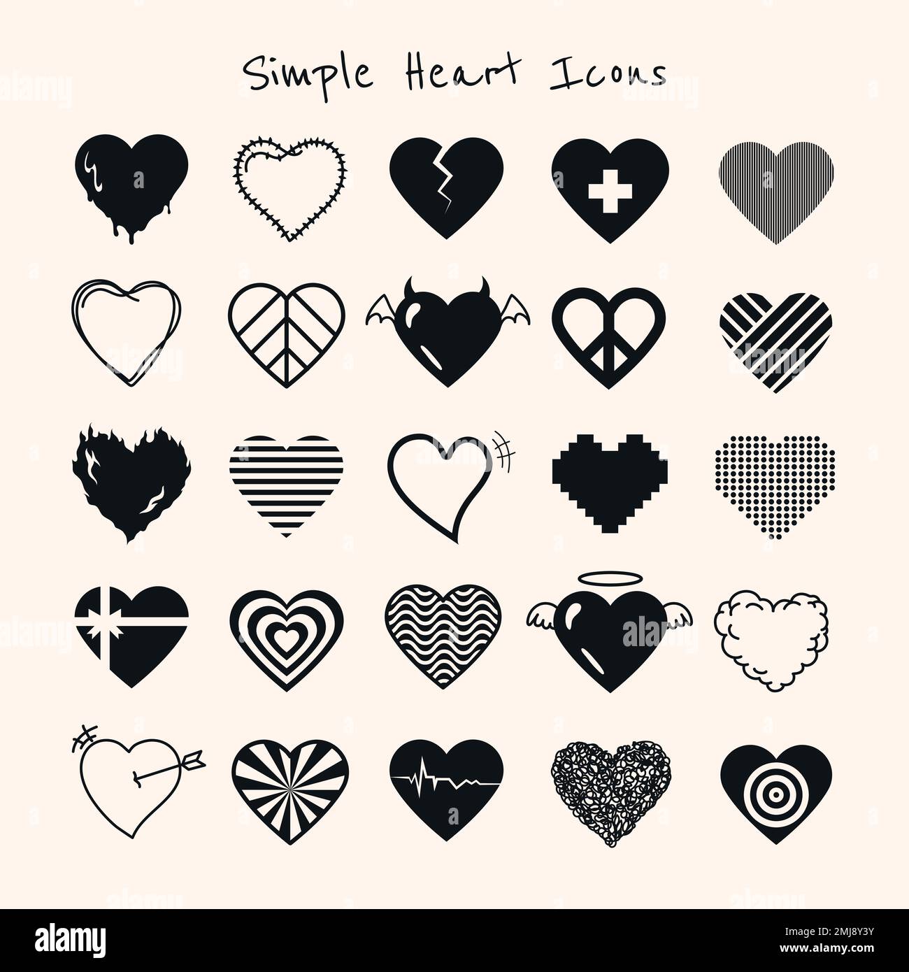 Black simple heart icon vector set Stock Vector Image & Art - Alamy