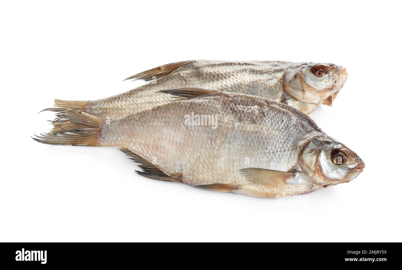 Tasty dried fish isolated on white. Seafood Stock Photo - Alamy