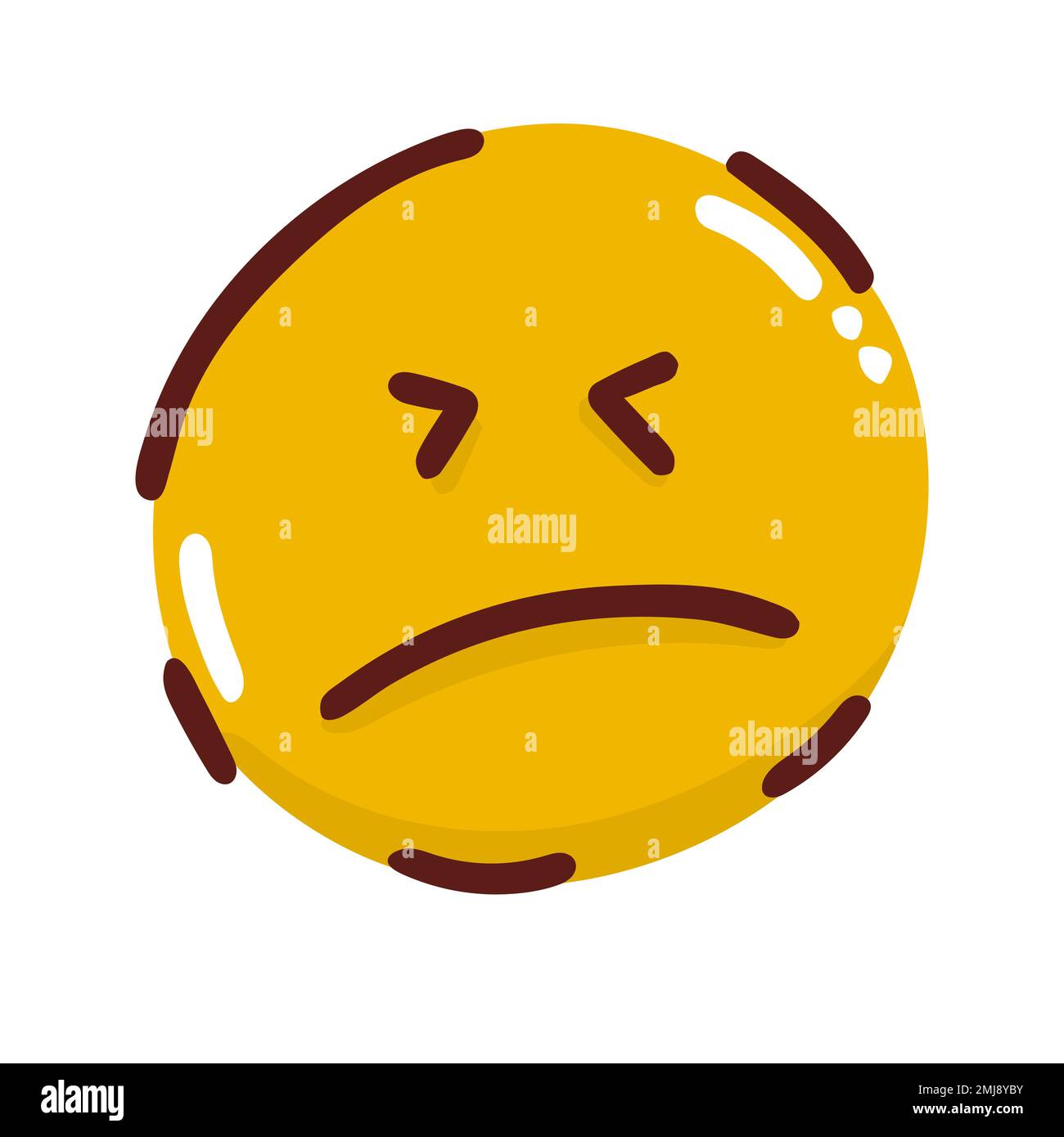 smiling emoji with mouth dissatisfied emoticon isolated on white Stock ...