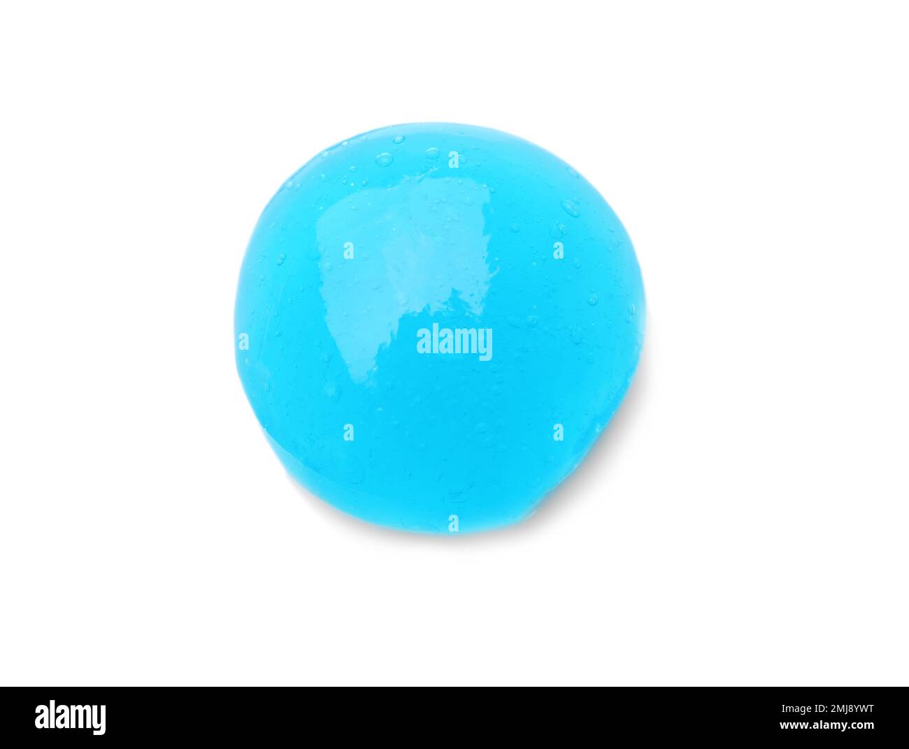 Light blue slime with glitter isolated on white, top view. Antistress ...