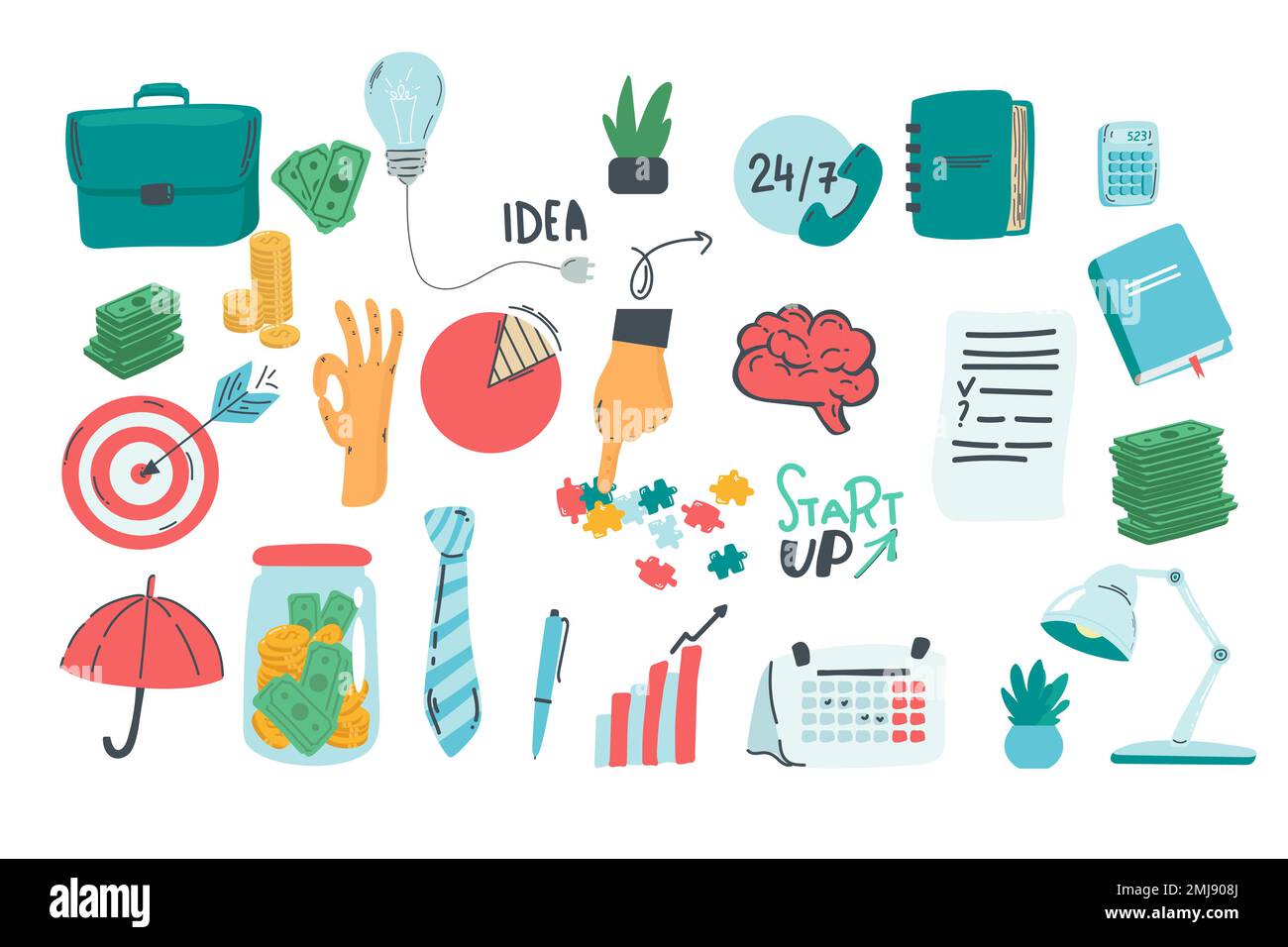 Set of business doodle elements made in vector. Idea, businessman ...