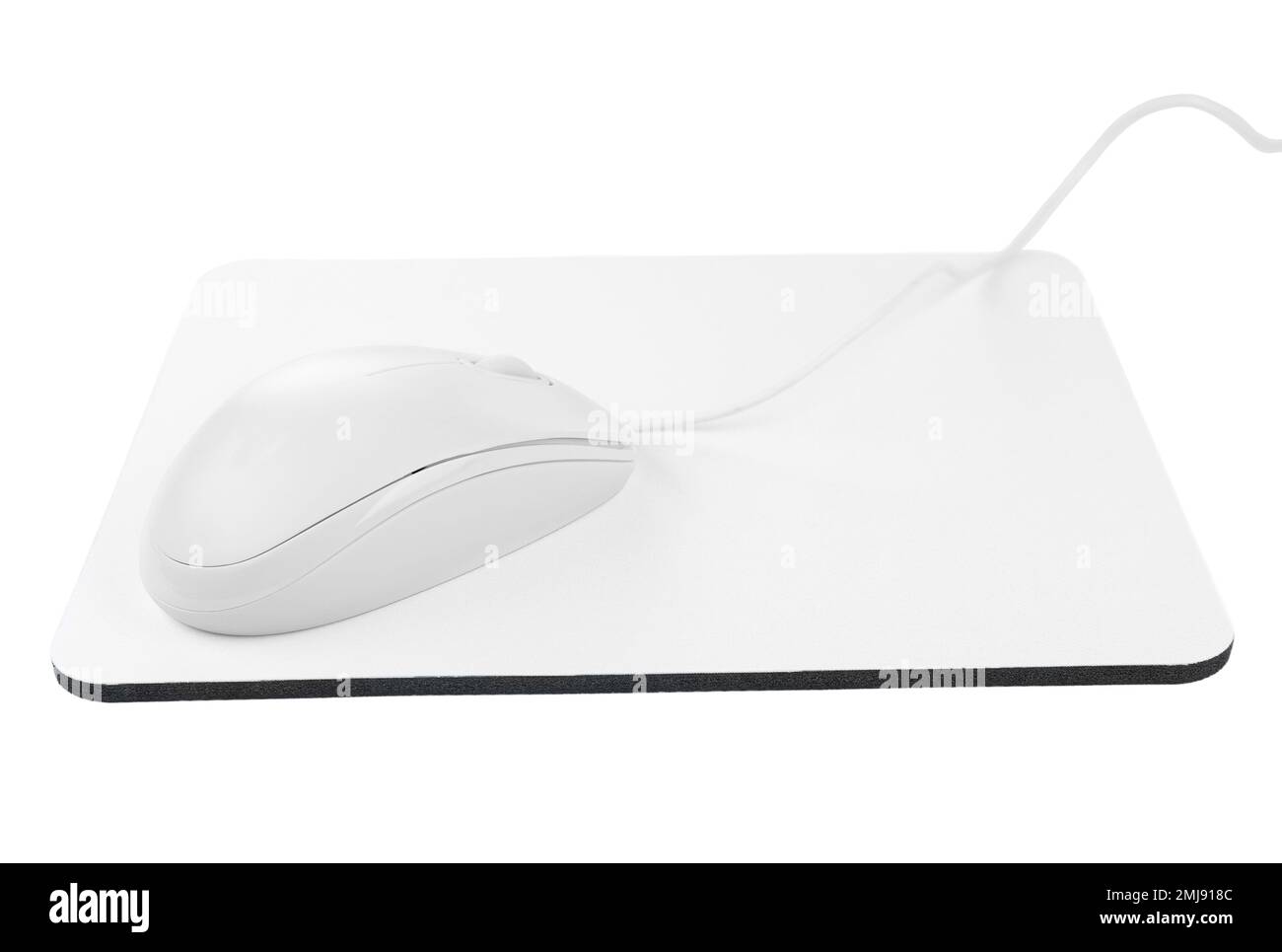 Modern wired optical mouse and pad isolated on white Stock Photo - Alamy