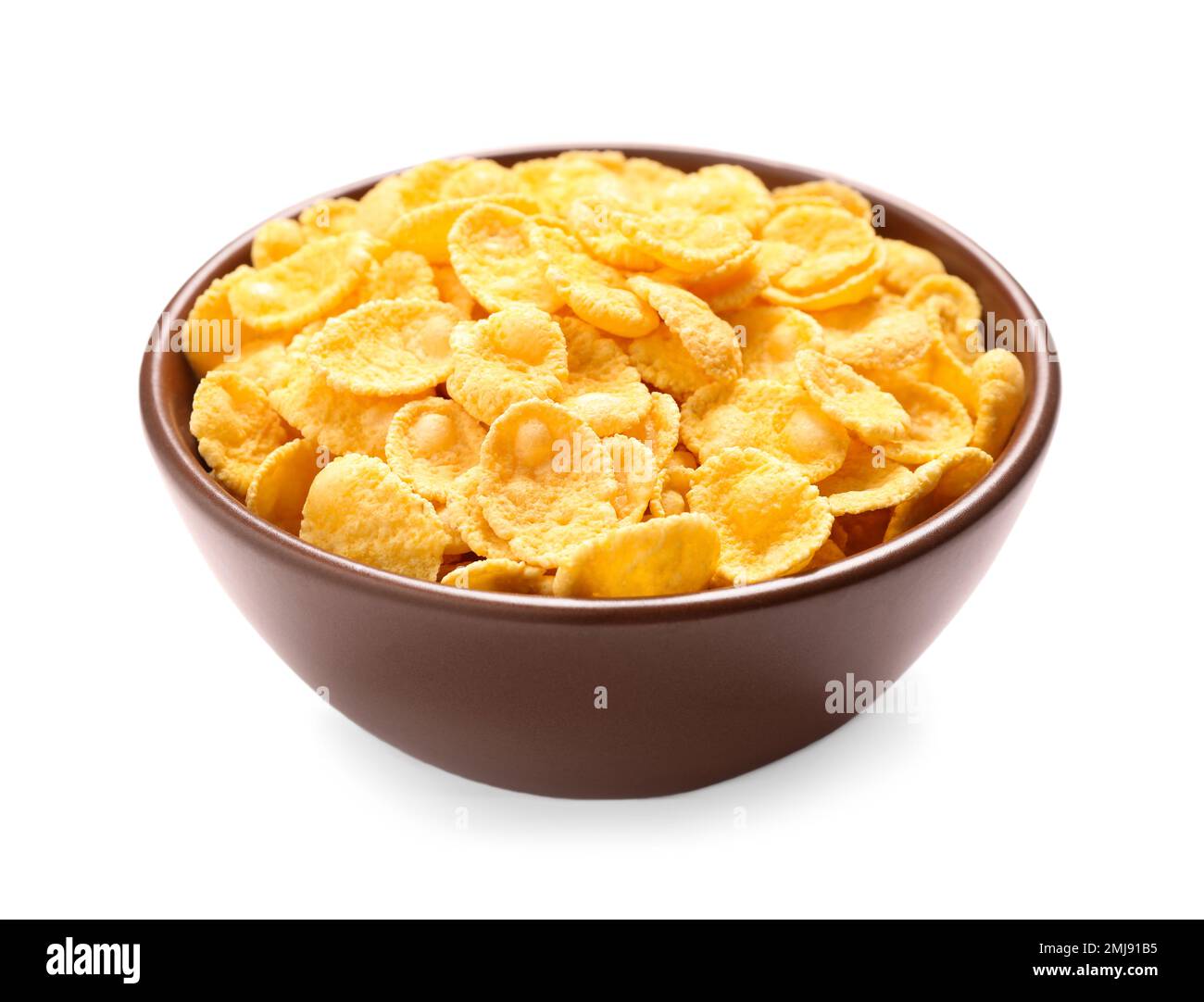 Bowl of tasty corn flakes on white background Stock Photo - Alamy