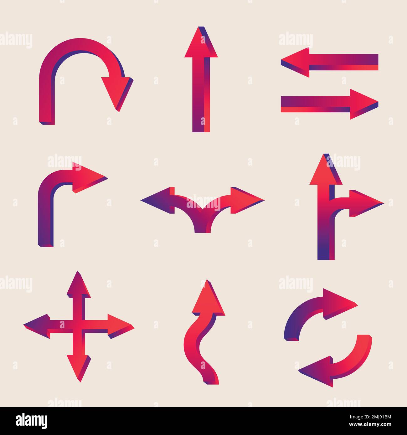 Arrow sticker, traffic road sign vector in red gradient design set Stock Vector Image & Art - Alamy