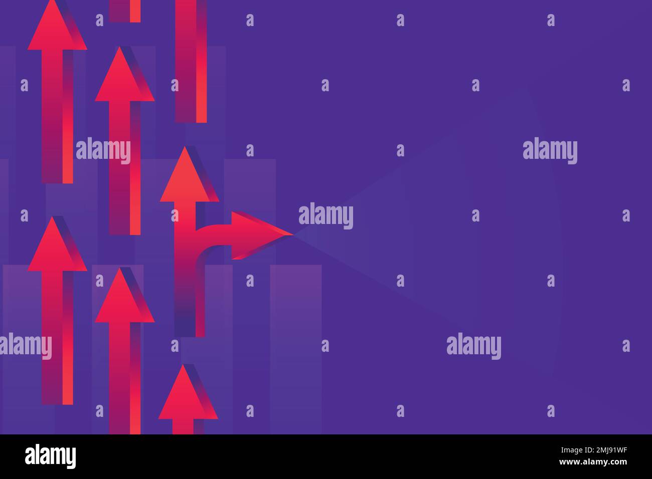 Purple arrow background, neon border, business development vector Stock ...