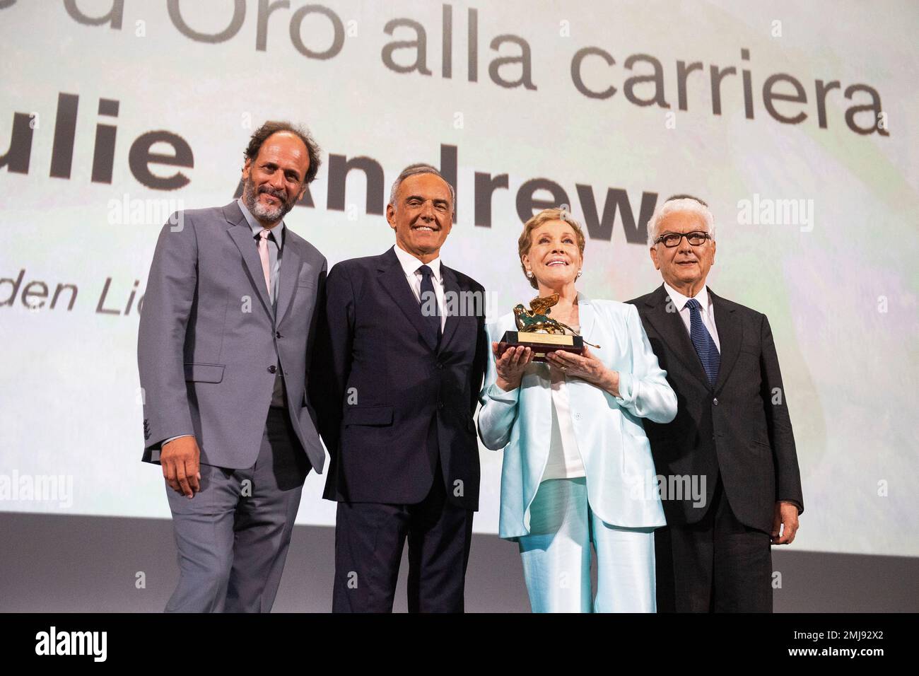 Luca Guadagnino, from left, Alberto Barbera, Julie Andrews and Paolo ...