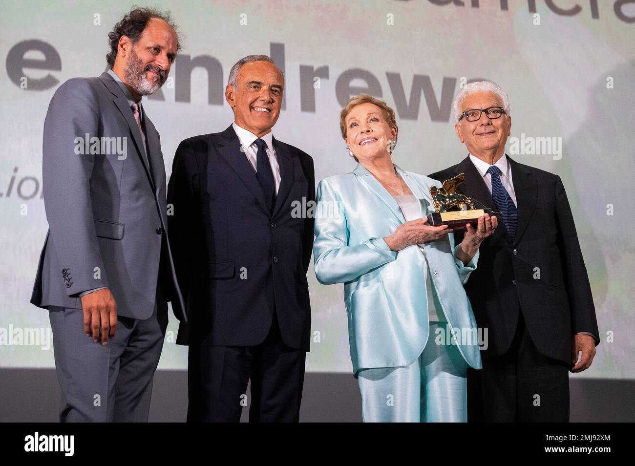 Luca Guadagnino, from left, Alberto Barbera, Julie Andrews and Paolo ...