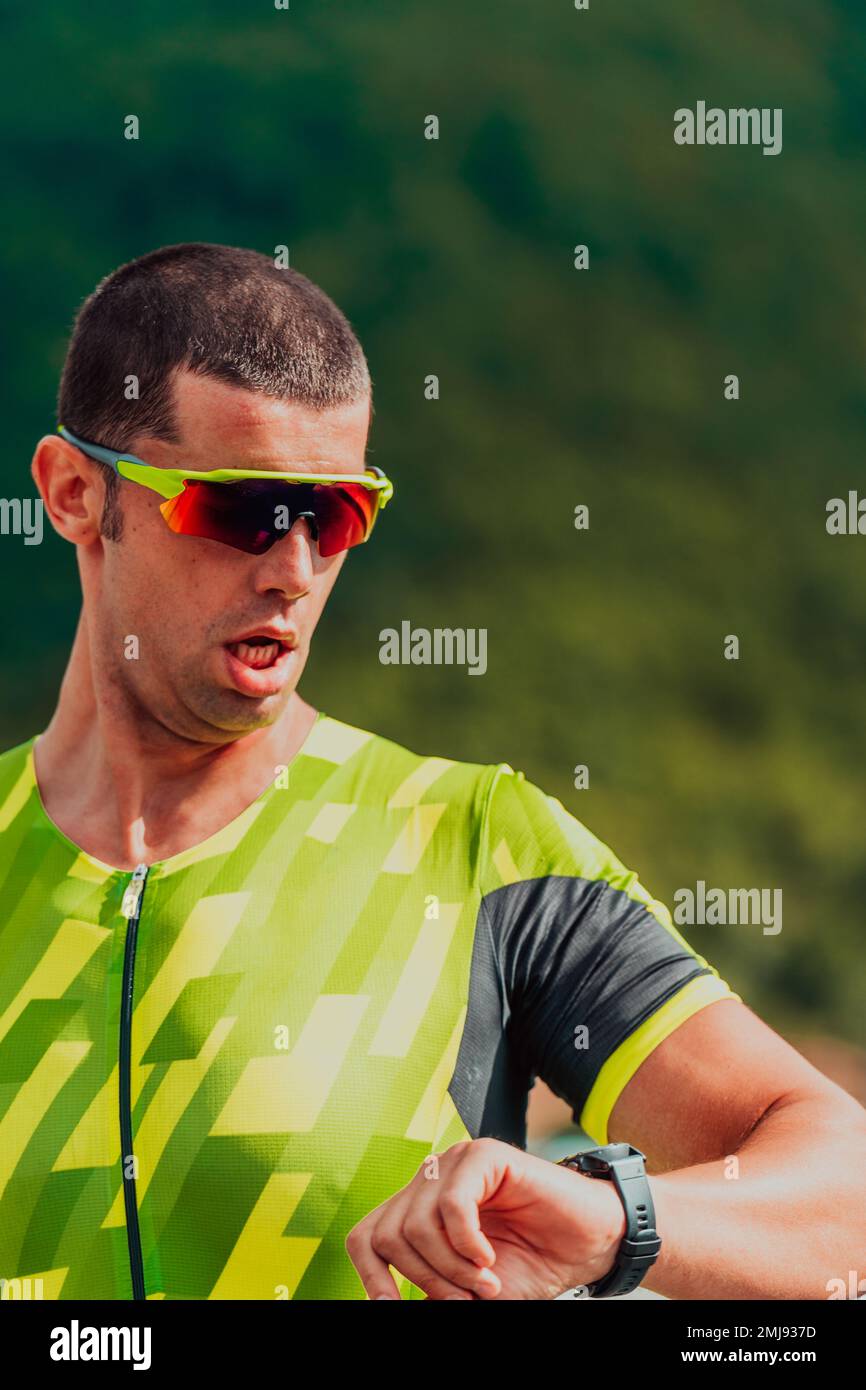 An athlete running a marathon and preparing for his competition. Photo ...