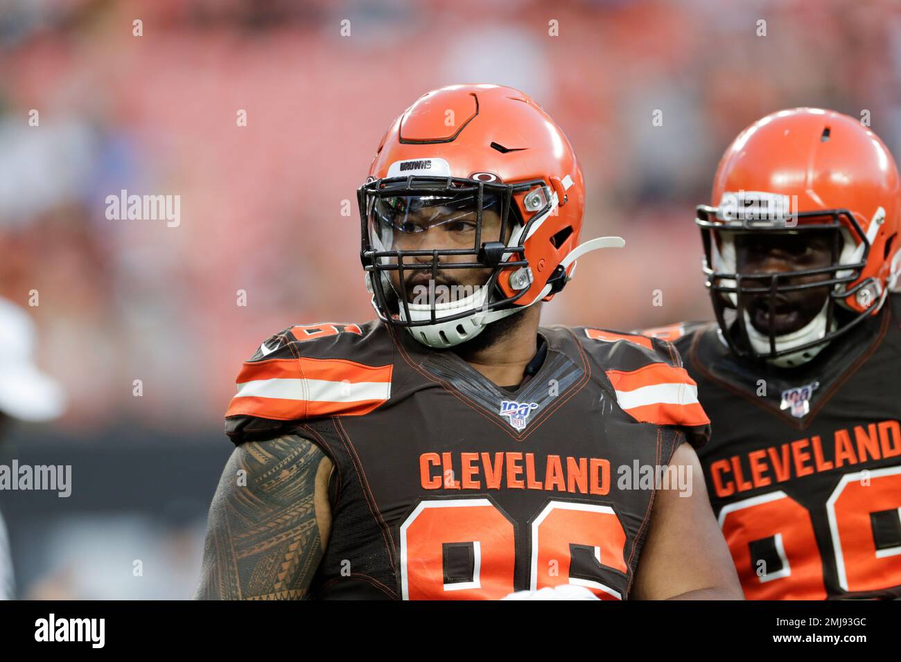 Cleveland Browns defensive tackle Daniel Ekuale (96) plays against the ...