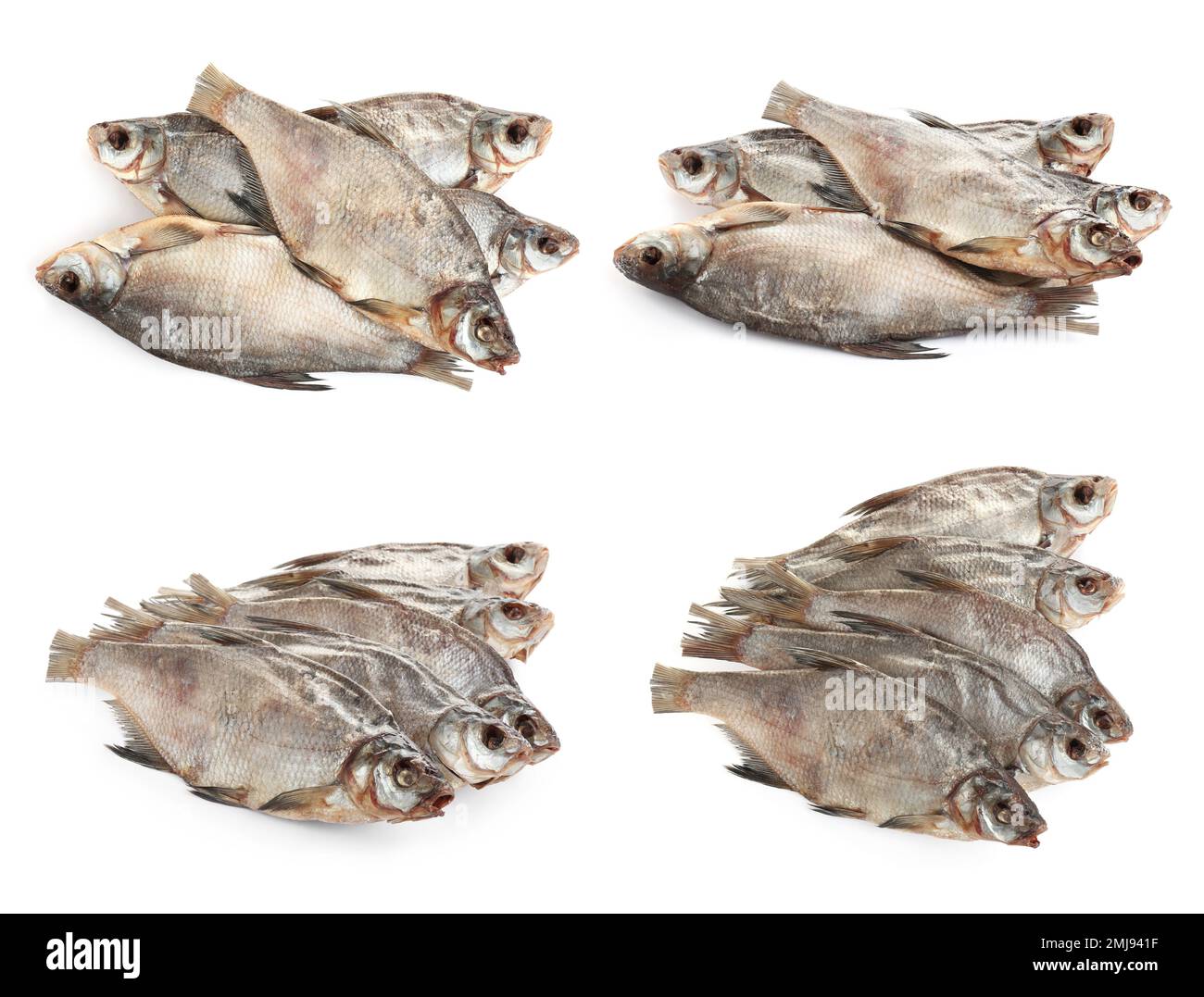 Set of tasty dry fish on white background Stock Photo - Alamy