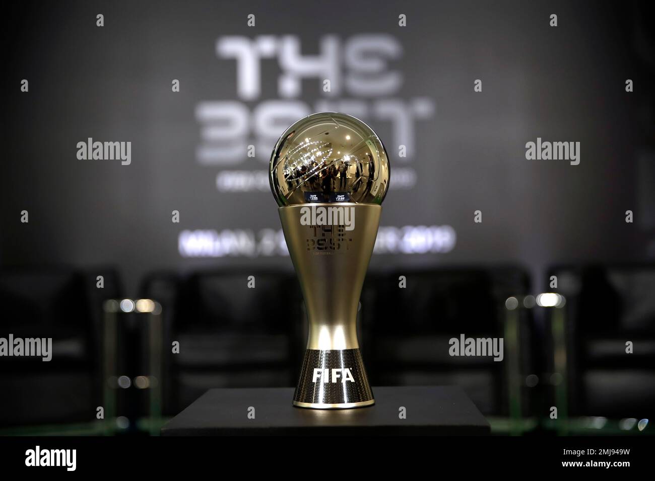 A reproduction of the cup for the FIFA best player award is displayed ...