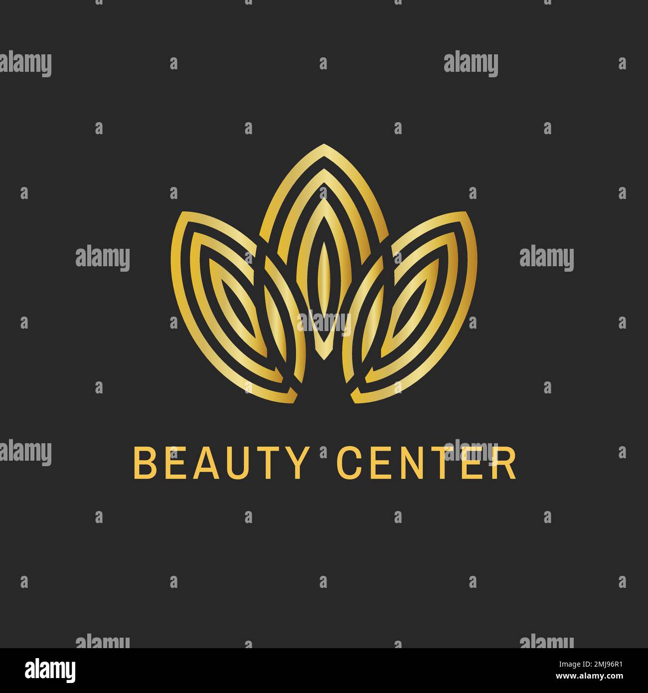 Beauty center leaf logo, elegant gold design for health & wellness ...