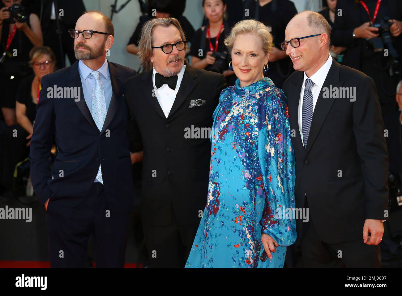 Director Steven Soderbergh, from left, actors Gary Oldman, Meryl Streep ...