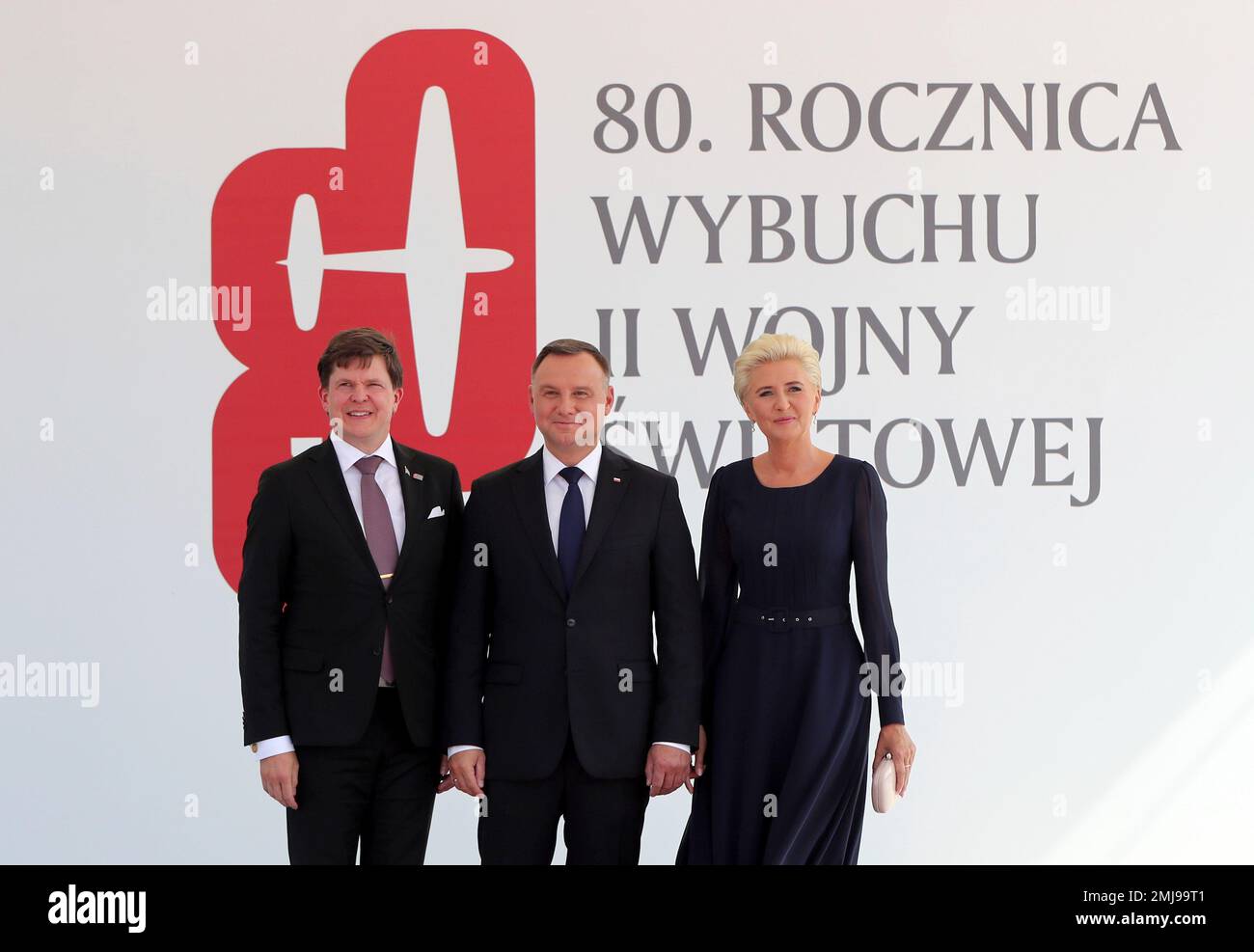Polish President Andrzej Duda, center, and his wife Agata Kornhauser ...