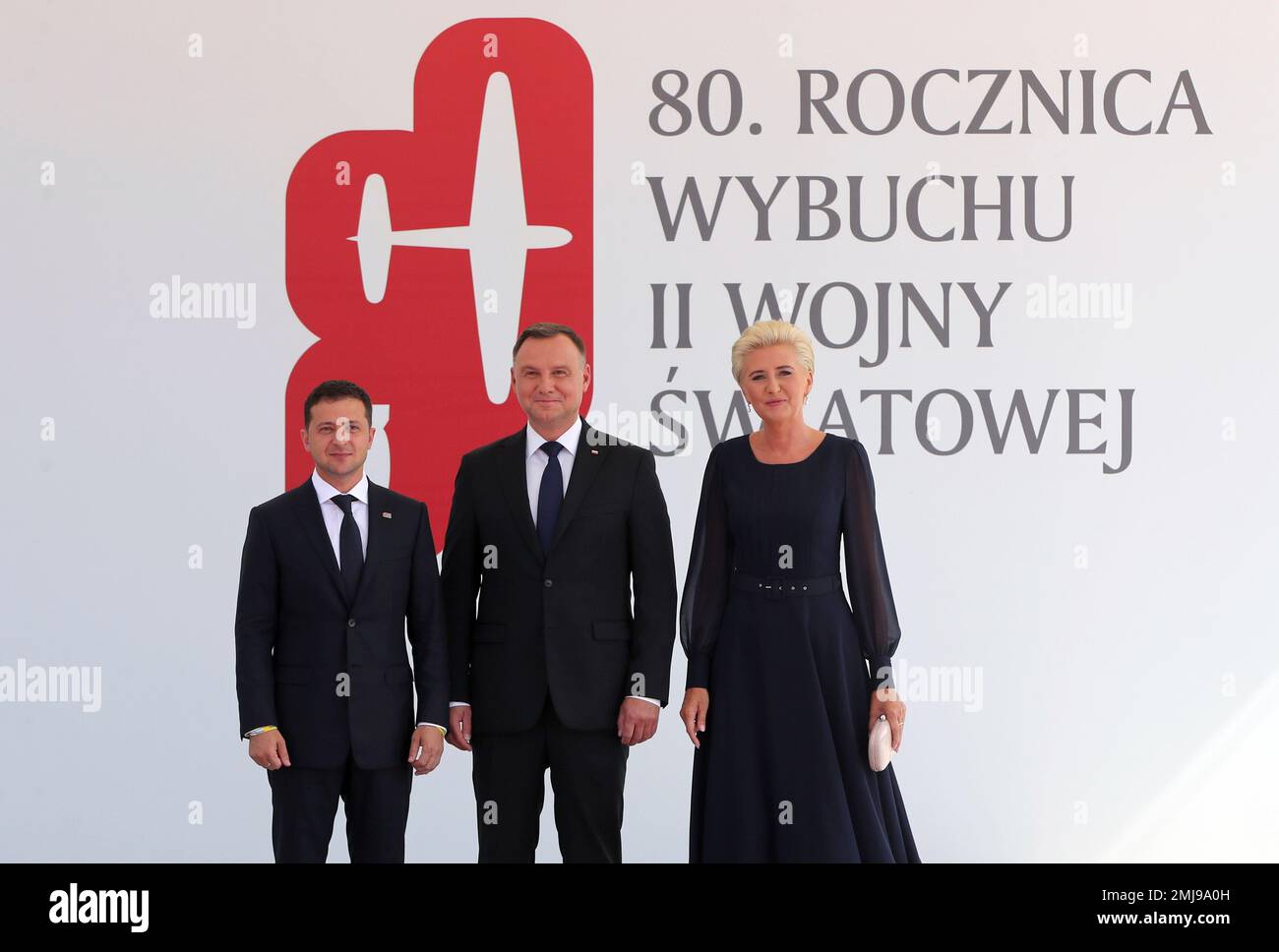 Polish President Andrzej Duda, center, and his wife Agata Kornhauser ...