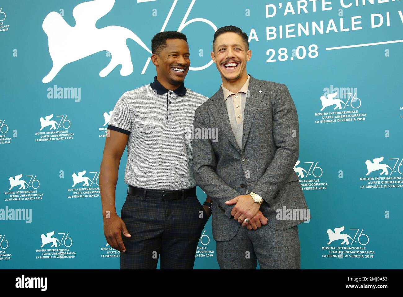 Director Nate Parker, left, and actor Theo Rossi pose for photographers ...