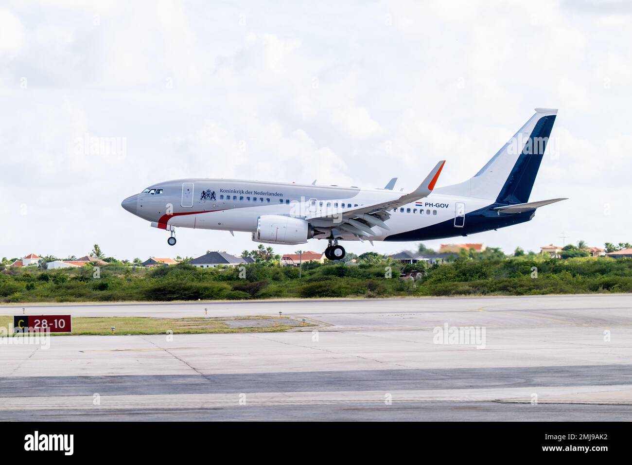 Dutch Royal Plane during arrival on Bonaire International Airport at ...