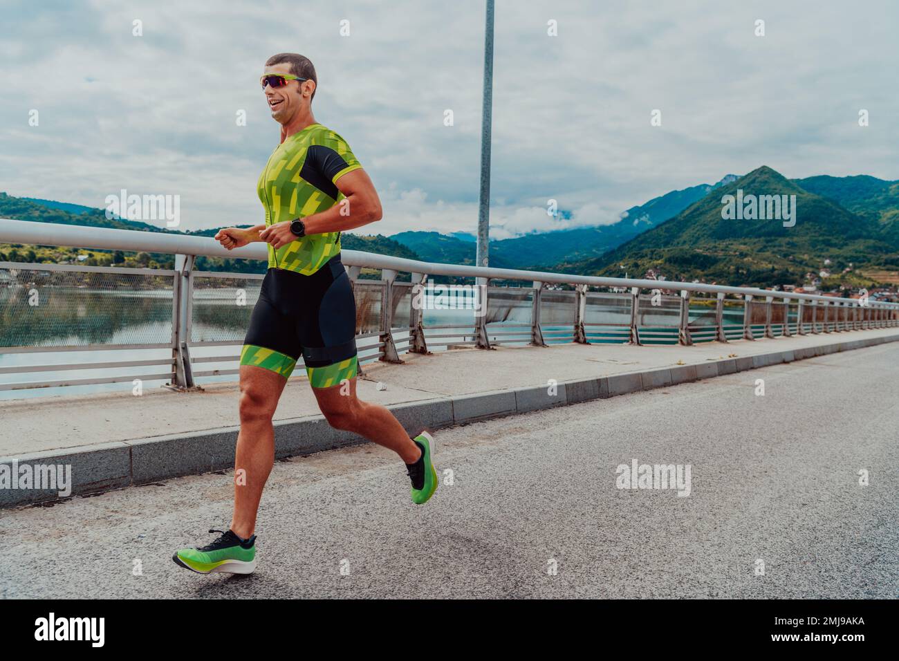 An athlete running a marathon and preparing for his competition. Photo ...