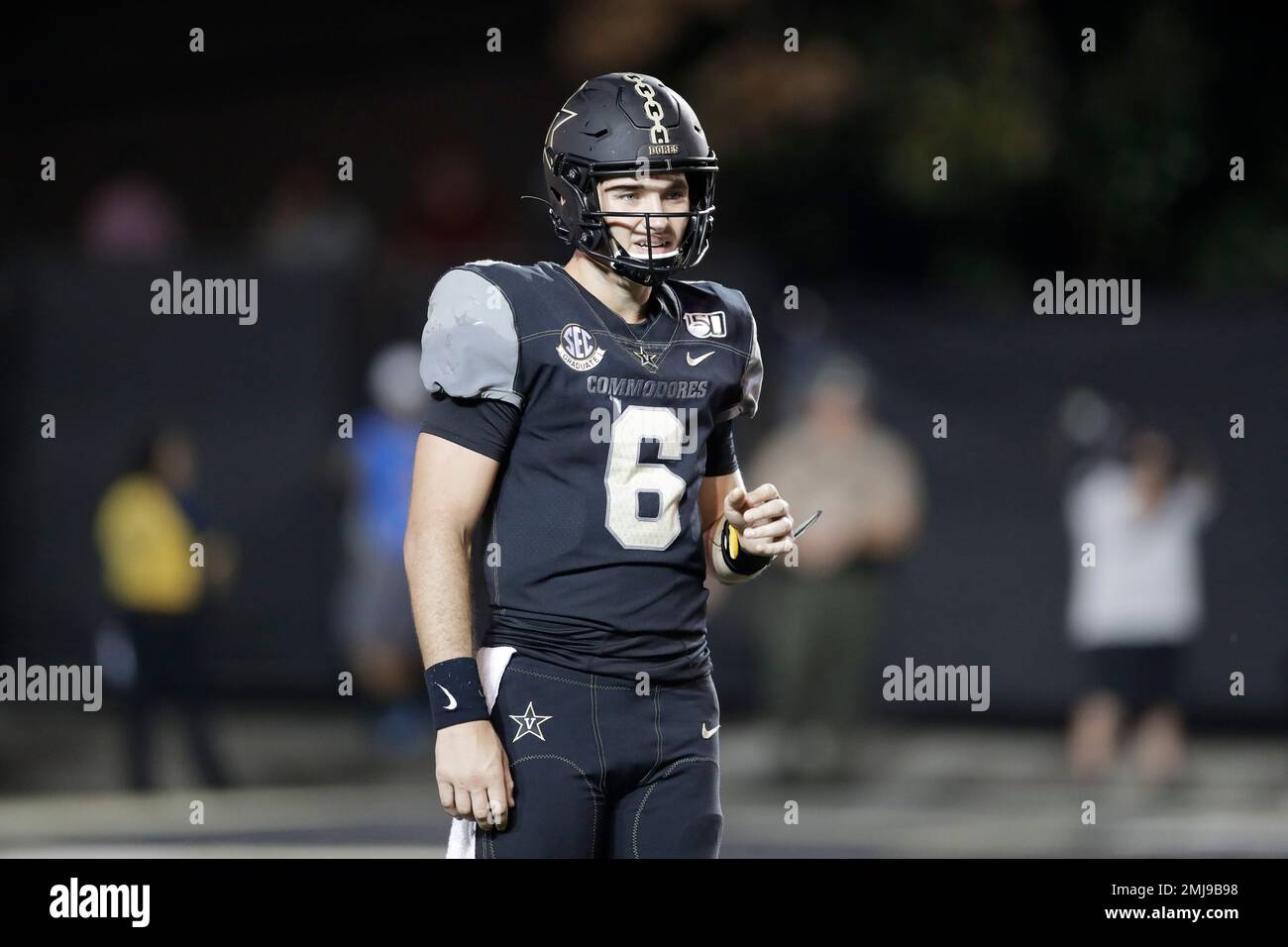 Vanderbilt quarterback Riley Neal (6) looks to the sideline in the ...