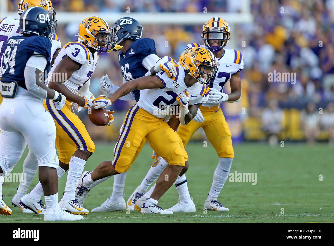 LSU Tigers cornerback Derek Stingley Jr. (24) returns a first quarter ...