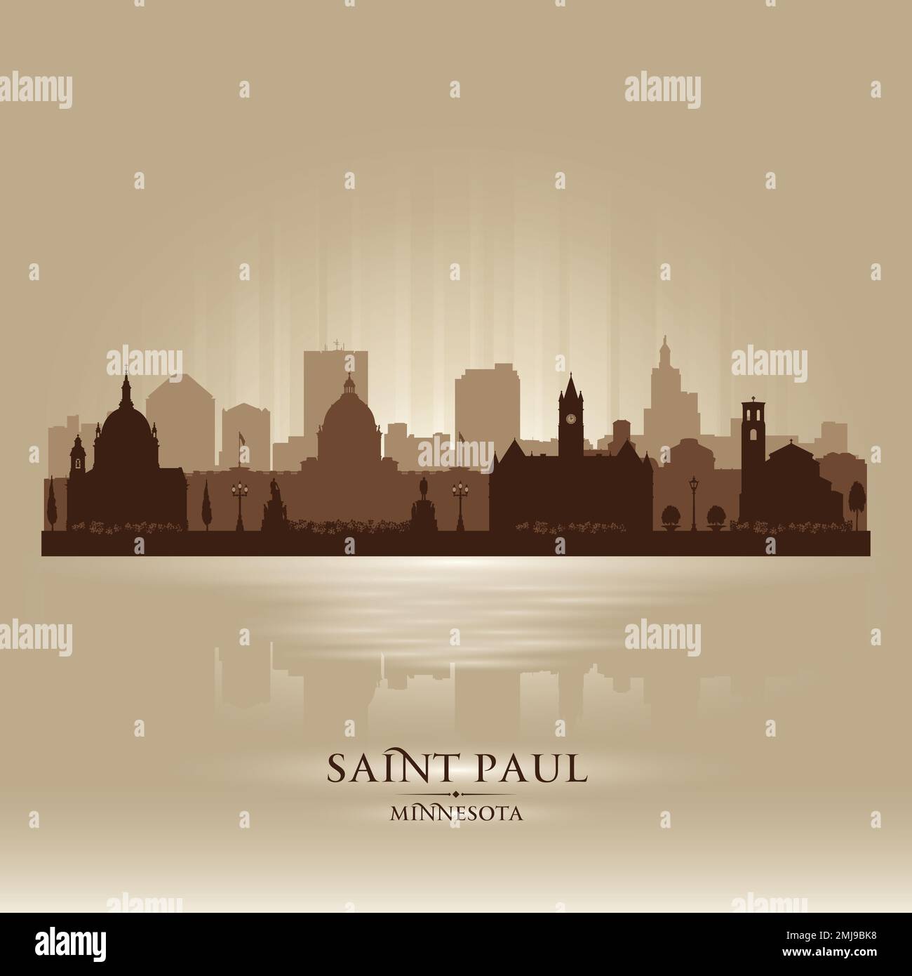 Saint Paul Minnesota city skyline vector silhouette illustration Stock ...