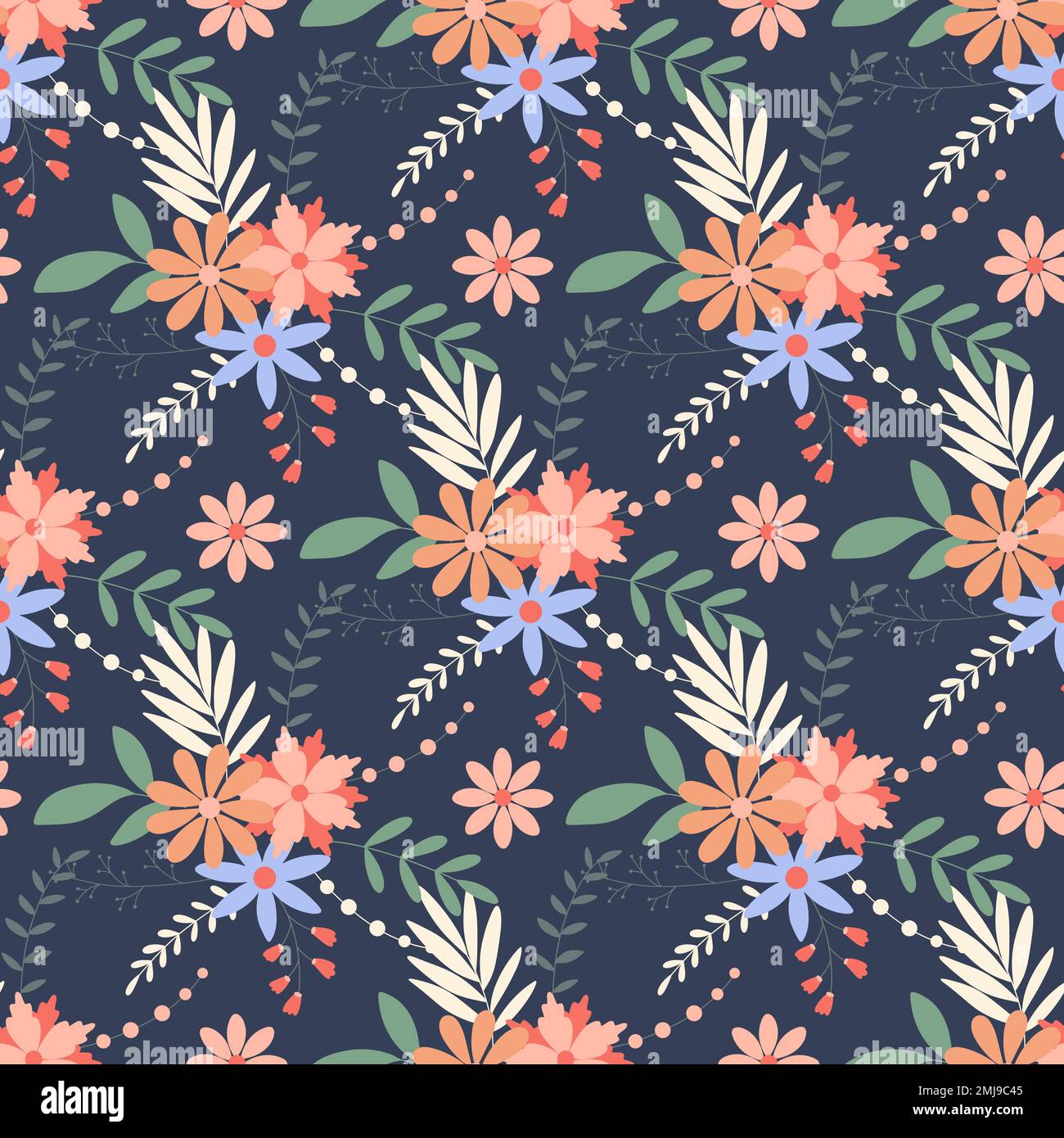 Herbal flowers seamless pattern. Background spring wild flowers and ...
