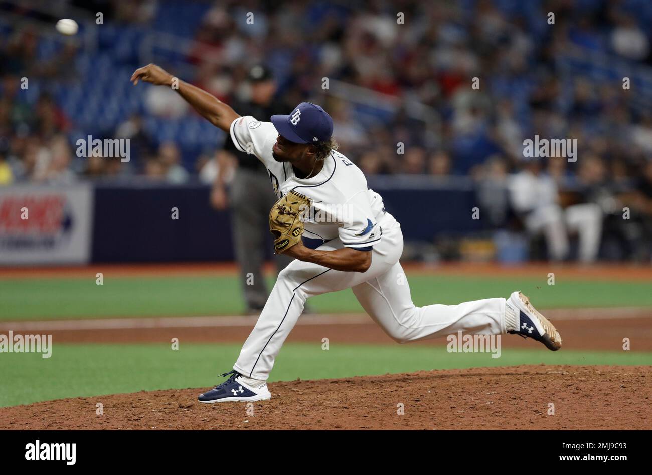 Tampa Bay Rays pitcher Ricardo Pinto during the eighth inning of a ...