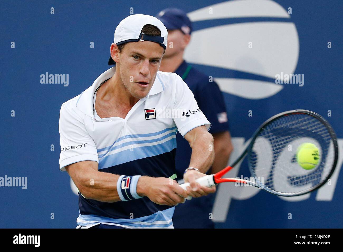 Diego Schwartzman, of Argentina, hits a return to Tennys Sandgren, of ...