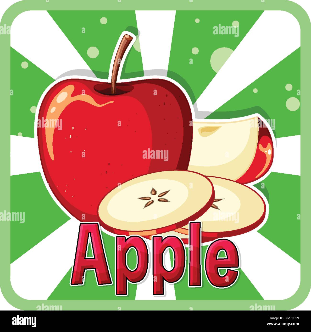 Red apple cartoon on green background illustration Stock Vector Image ...