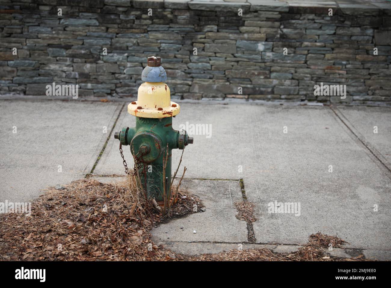 Old Fire Hydrant on the street stone cement sidewalk Stock Photo - Alamy