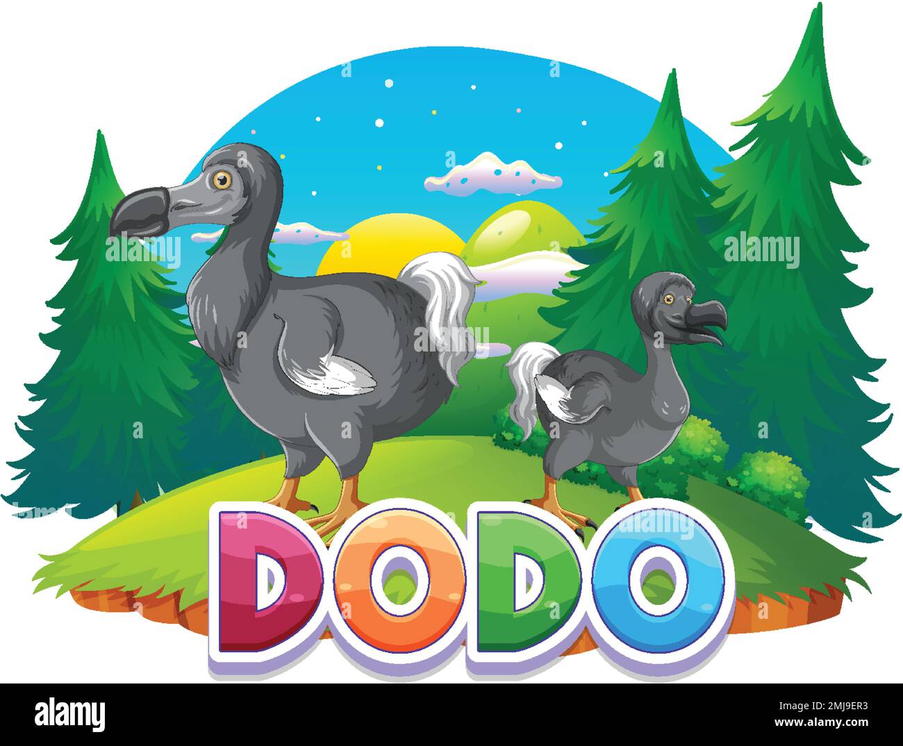 Dodo bird extinction animal cartoon logo in nature illustration Stock ...