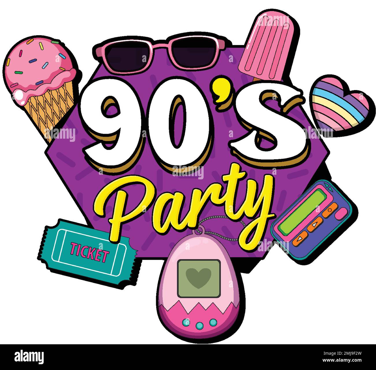 90s party banner template illustration Stock Vector Image & Art - Alamy