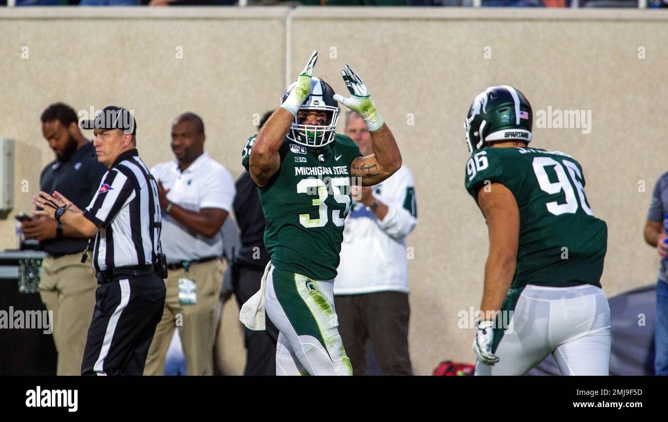 Michigan State linebacker Joe Bachie (35) celebrates forcing a safety ...